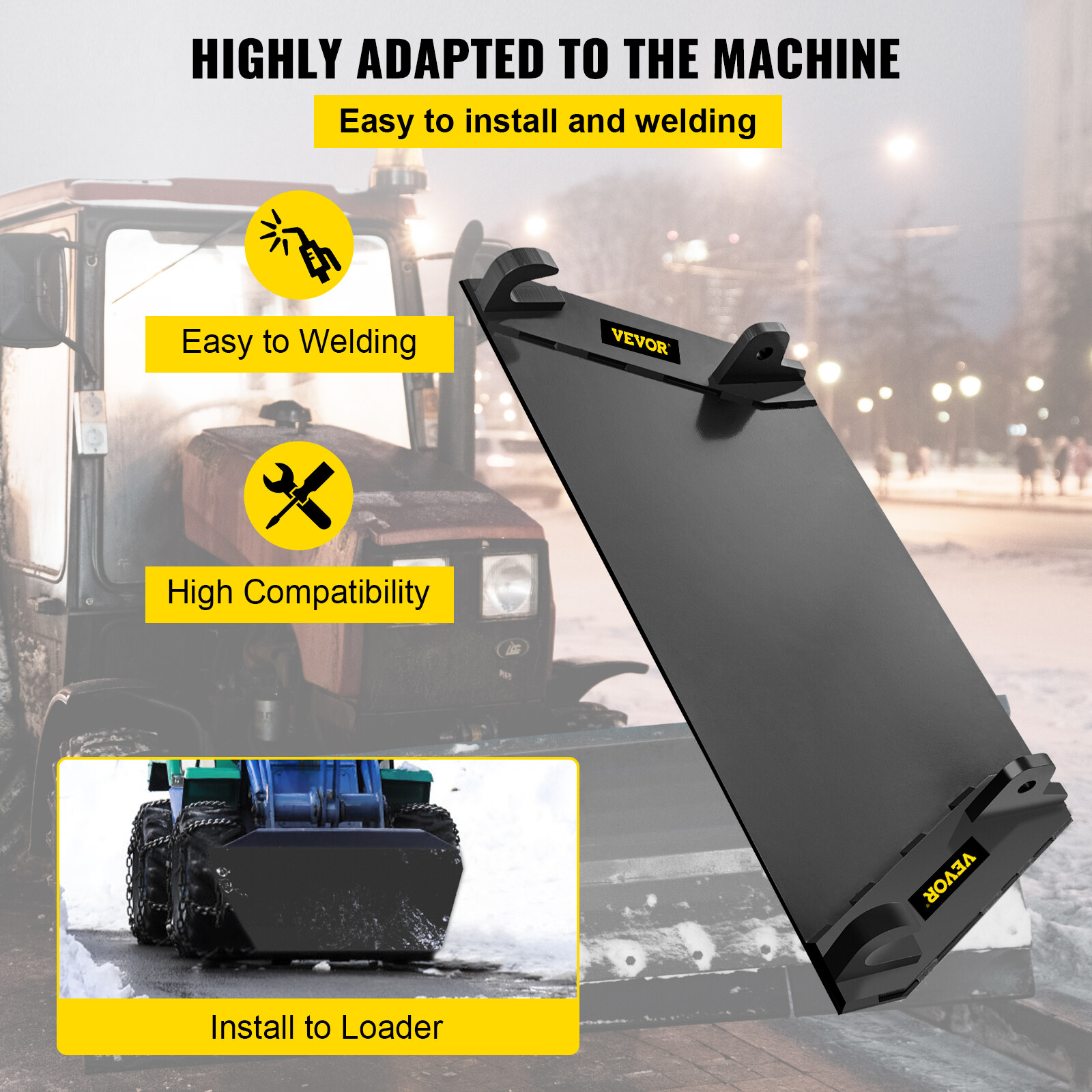 VEVOR Skid Steer Mount Plate Loader Quick Tach Attachment 1 1/4" Top ...