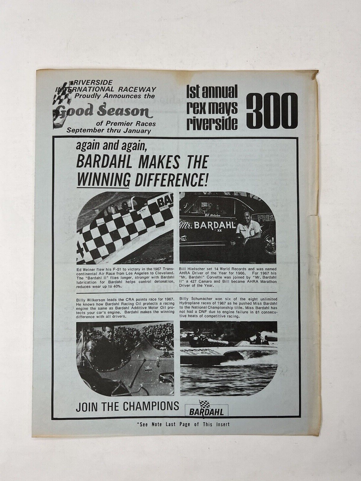 1st Annual Rex Mays Riverside 300 USAC Auto Racing Program - Helck ...