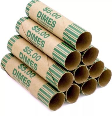 108 Rolls Preformed Dime Coin Wrappers Paper Tubes For Dime | eBay