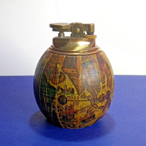 VINTAGE TABLE LIGHTER with OLD WORLD MAP DESIGN Made in Japan | eBay UK