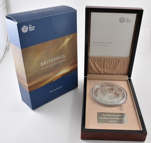 2019 United Kingdom 500 Pounds Silver Britannia 1 Kilo Coin W/ OGP ...