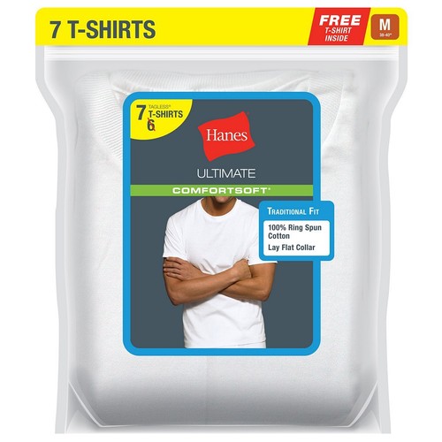 $40 NEW 7 Pack Hanes Tagless Tees T Shirts Ultimate ComfortSoft Cotton ...