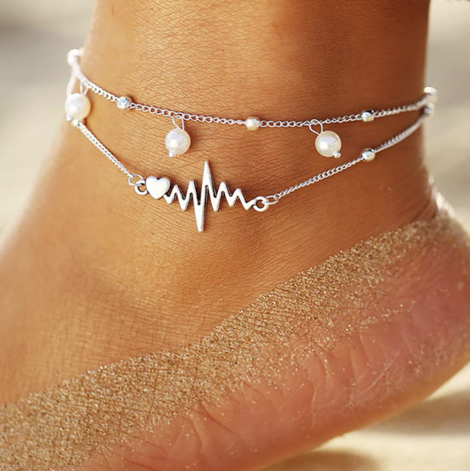Anklet Foot Chain Boho Beach Beads, Ankle Bracelet 925 Sterling Silver ...