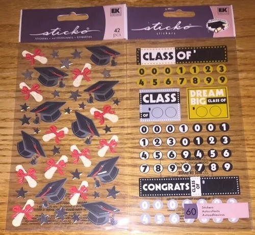 Lot Of 2 Sticko Graduation Grad Student Cap Gown Diploma Scrapbook ...