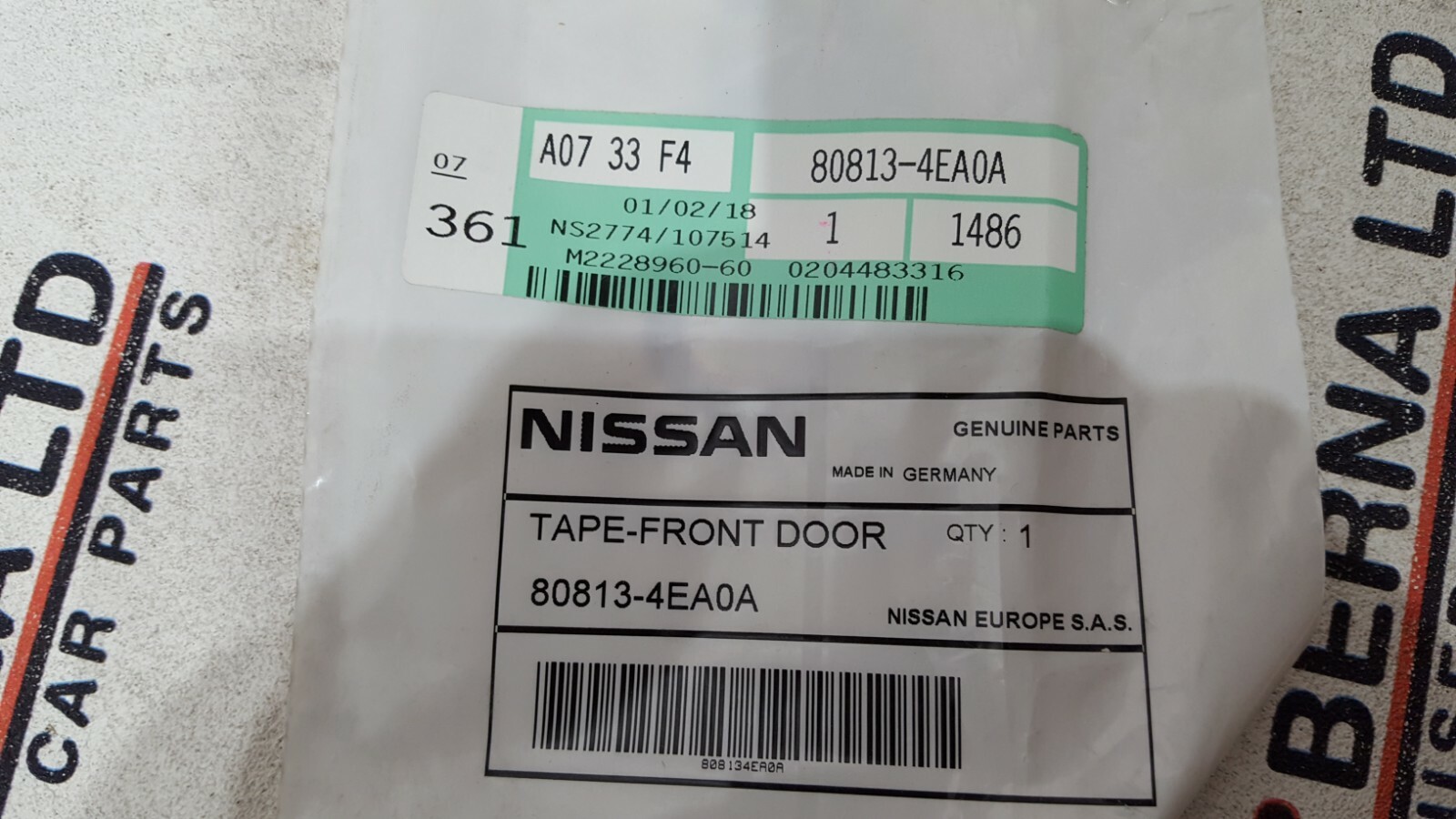 GENUINE NISSAN QASHQAI 2013-2019 FRONT LEFT DOOR BLACK OUT TAPE 80813 ...