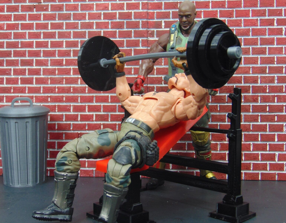 Custom 1:12 Weight Bench Rack Barbell Gym Workout Diorama Prop ...