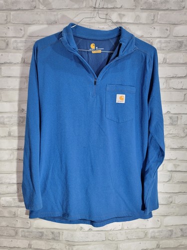 Carhartt M Active Quarter Zip Fitted Pullover Men Size Medium Blue Logo ...