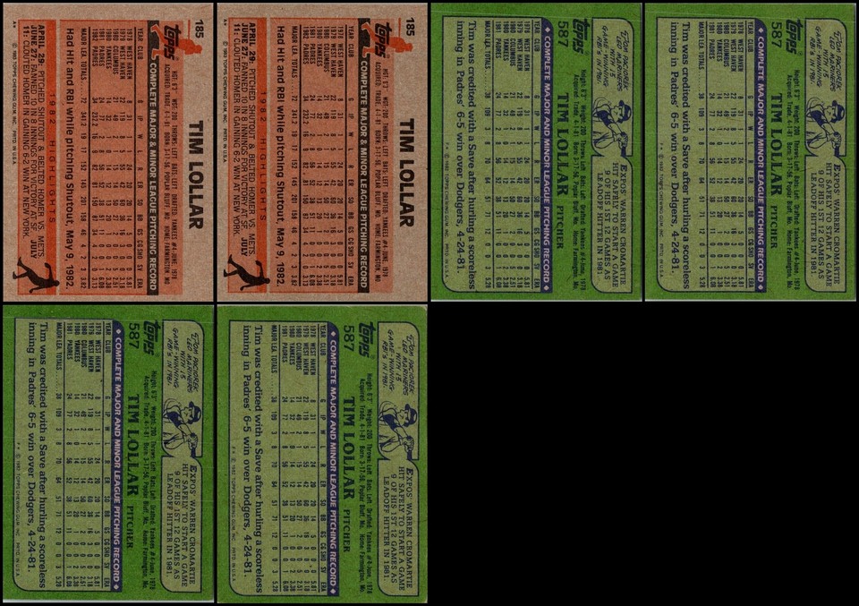 Topps Tim Lollar San Diego Padres (6) Card Lot - GOING, GOING… ALMOST ...