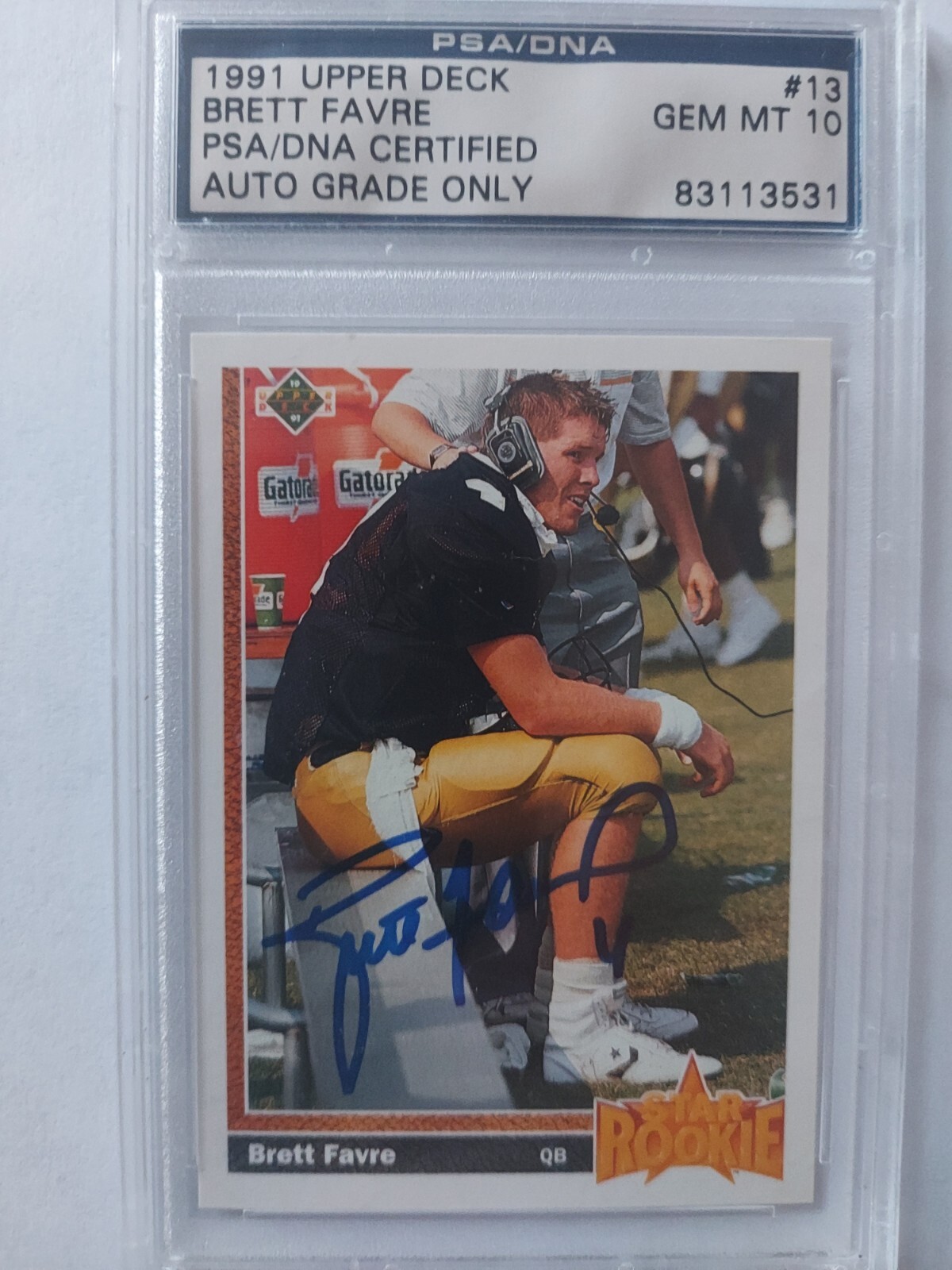 1991 Upper Deck Brett Favre Rookie/Auto Card!! Pop of 1 HOF | eBay