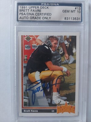 1991 Upper Deck Brett Favre Rookie/Auto Card!! Pop of 1 HOF | eBay