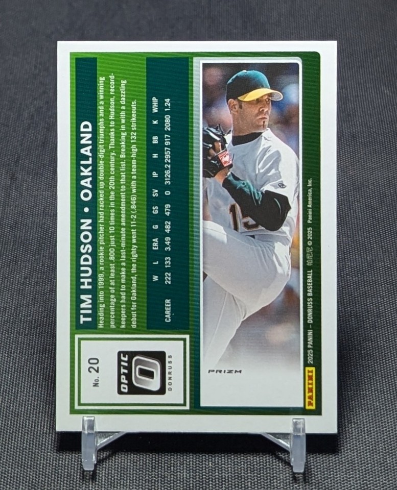 Tim Hudson Black Circles Prizm Optic 2025 Donruss Card #20 Oakland ...