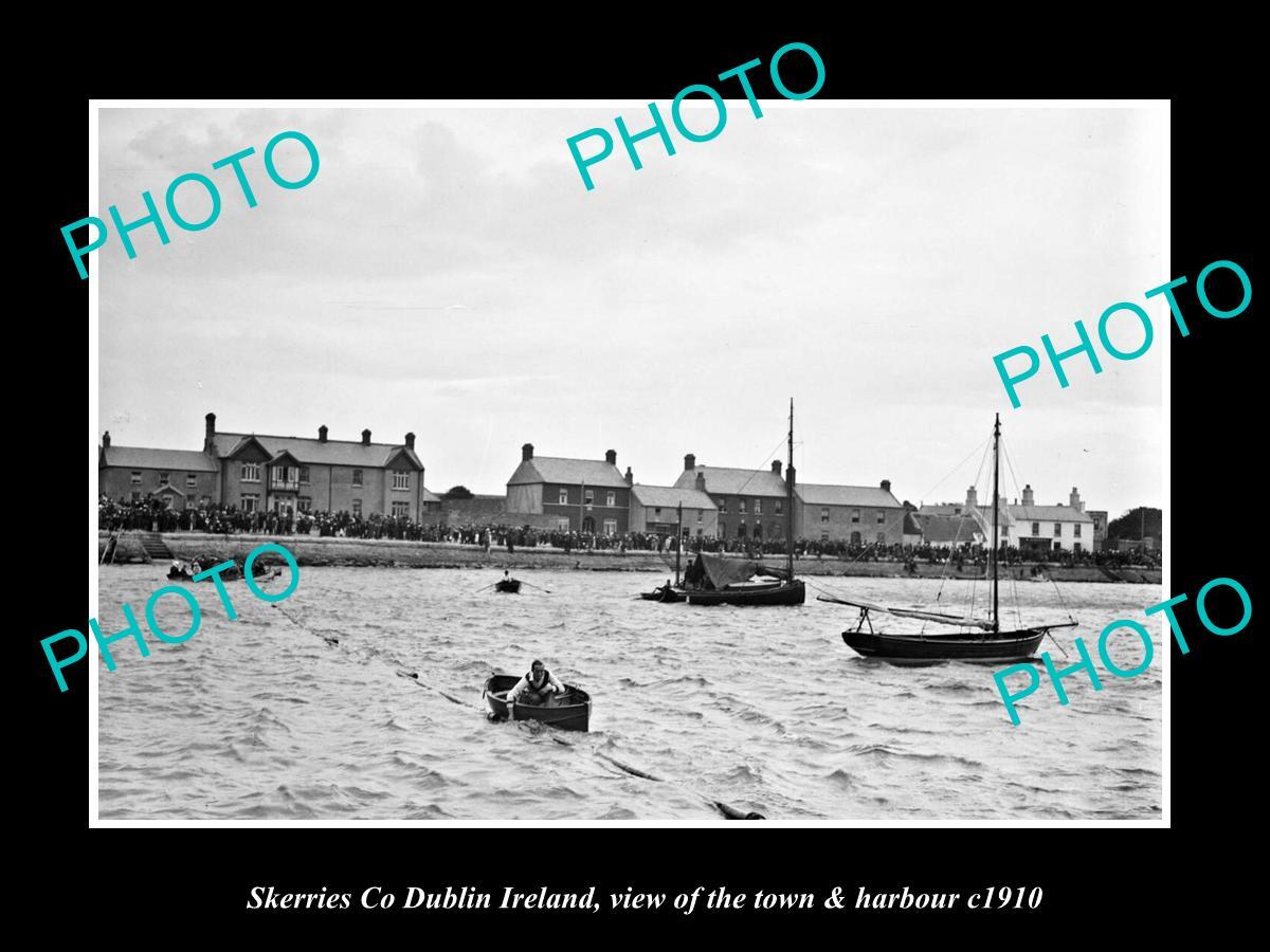 OLD LARGE HISTORIC PHOTO OF SKERRIES DUBLIN IRELAND THE TOWN & HARBOUR ...