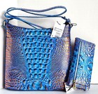 🌹 Brahmin Katie Crossbody Deep Azure Leather Messenger Bag + Bi-fold ...