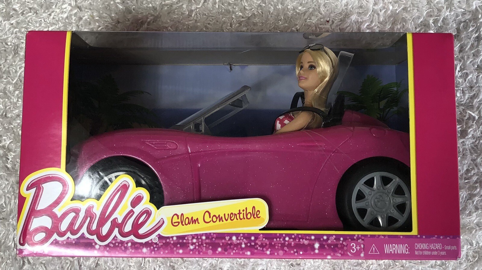New Barbie Doll in Glitter Glam Convertible Car Playset NIB Mattel Pink ...