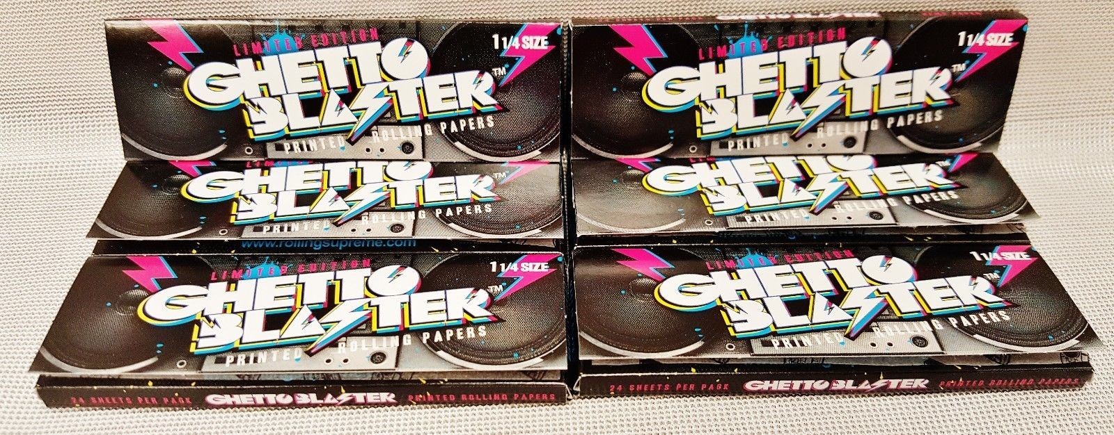6 Packs Ghetto Blaster 1 1/4 Gummed Cigarette Rolling Papers 24 Per ...