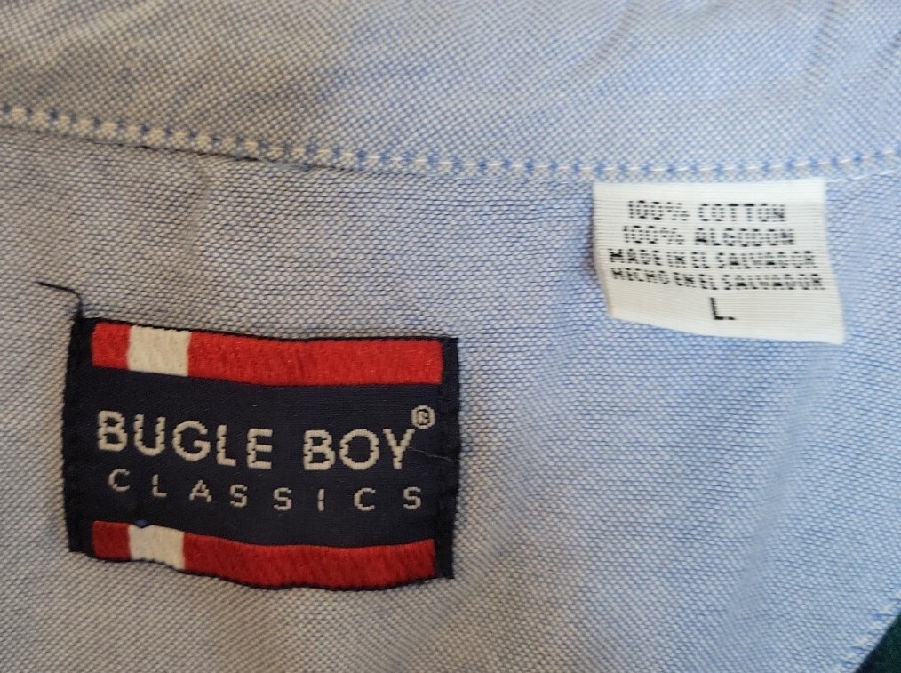 Vintage Mens 1980's Bugle Boy Striped Polo Shirt Large - Gem