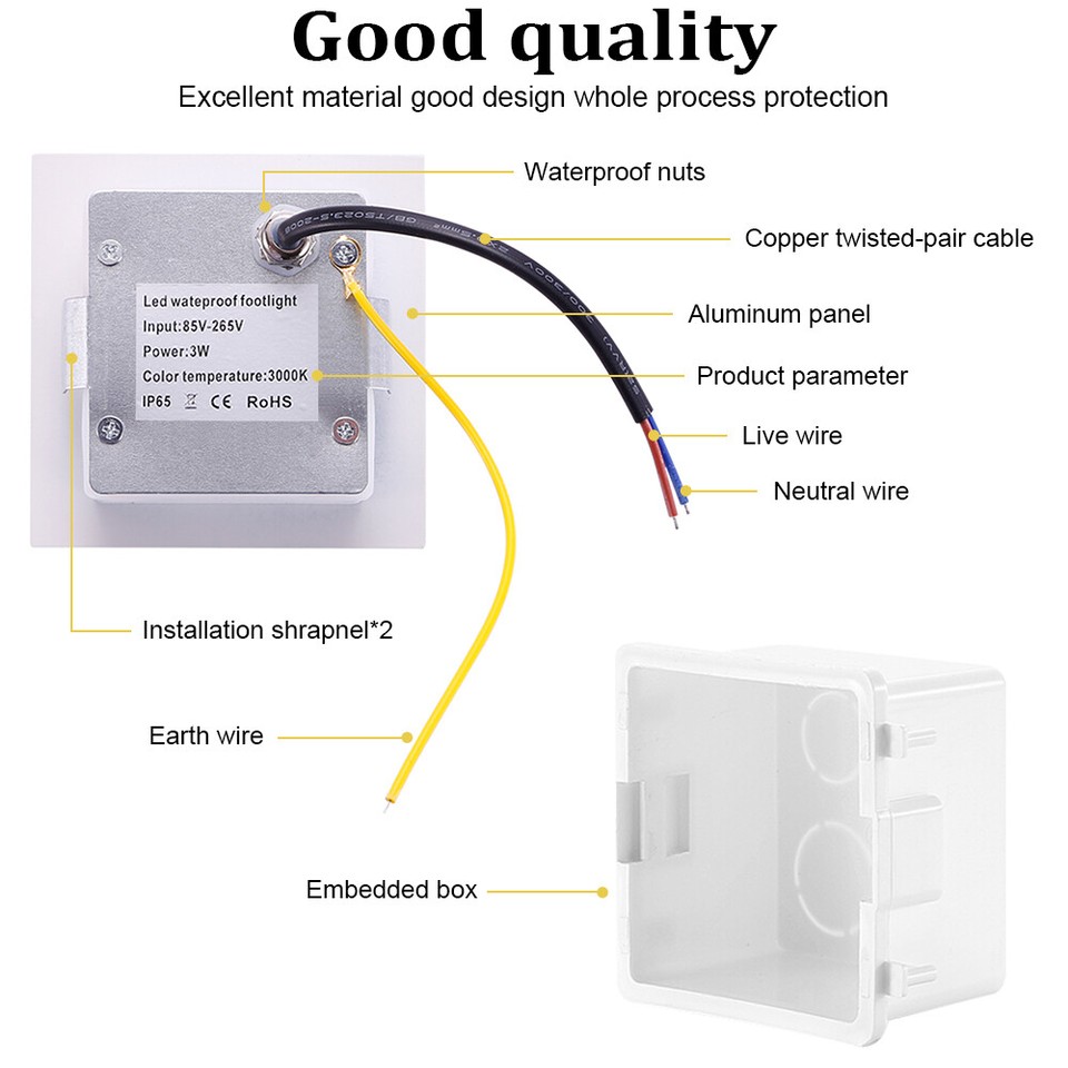 3W 85-265V Outdoor Led Step Light Embedded Staircase Corner Wall Lamp ...