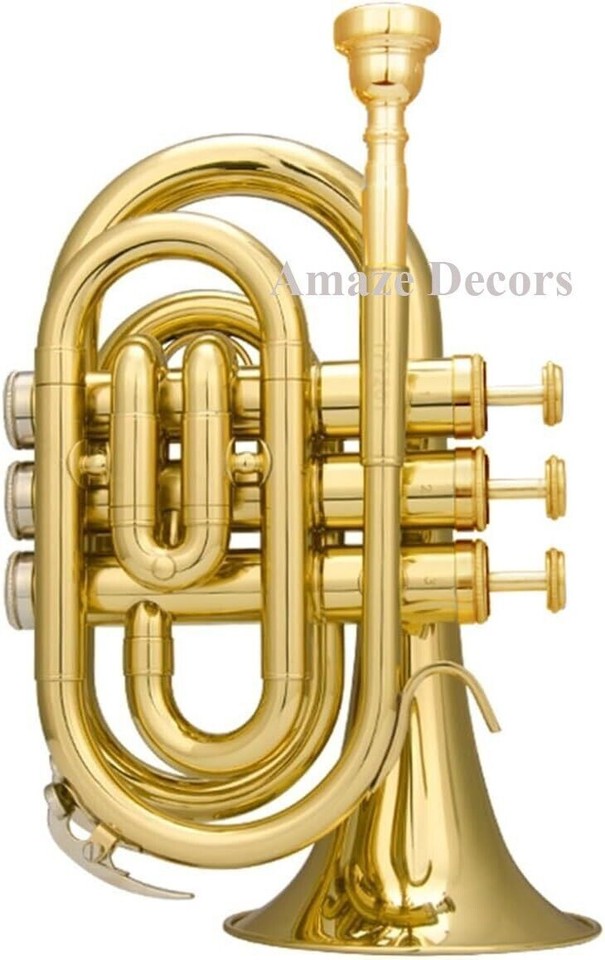 Glänzende Messing Taschentrompete Bb Goldlack Mini Trompete mit ...