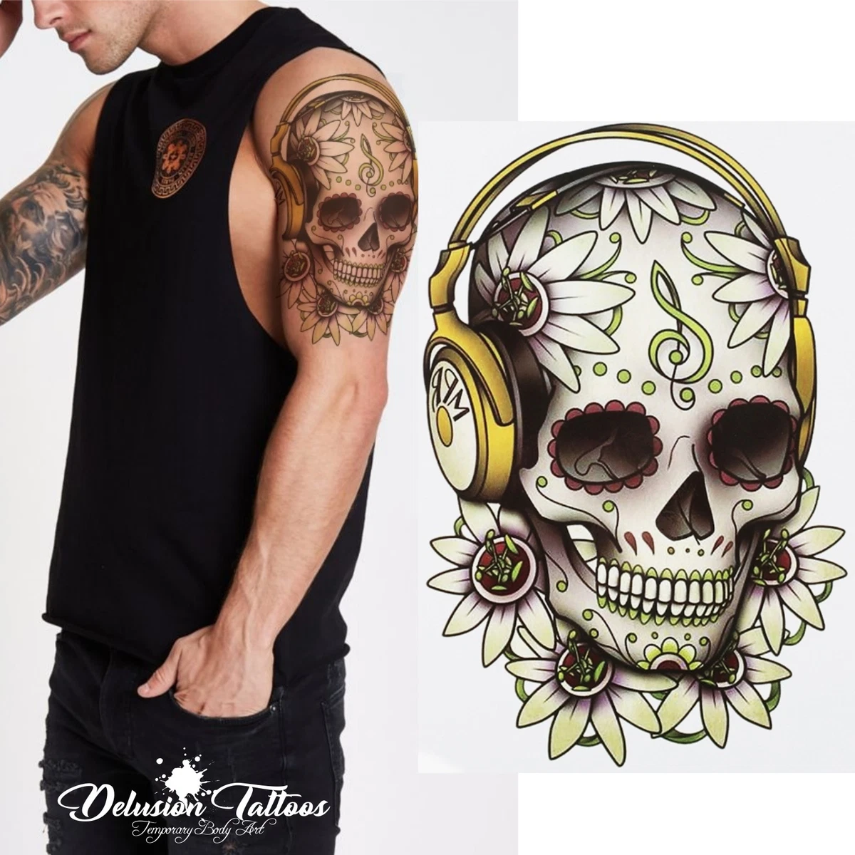 Sugar Skull Half Sleeve Tattoo Designs