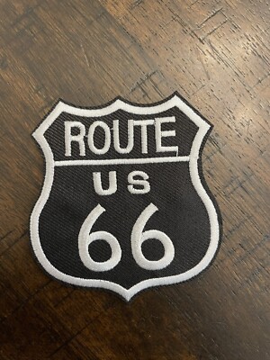 Historic US Route 66 Highway Sign Black White Souvenir Patch Badge ...
