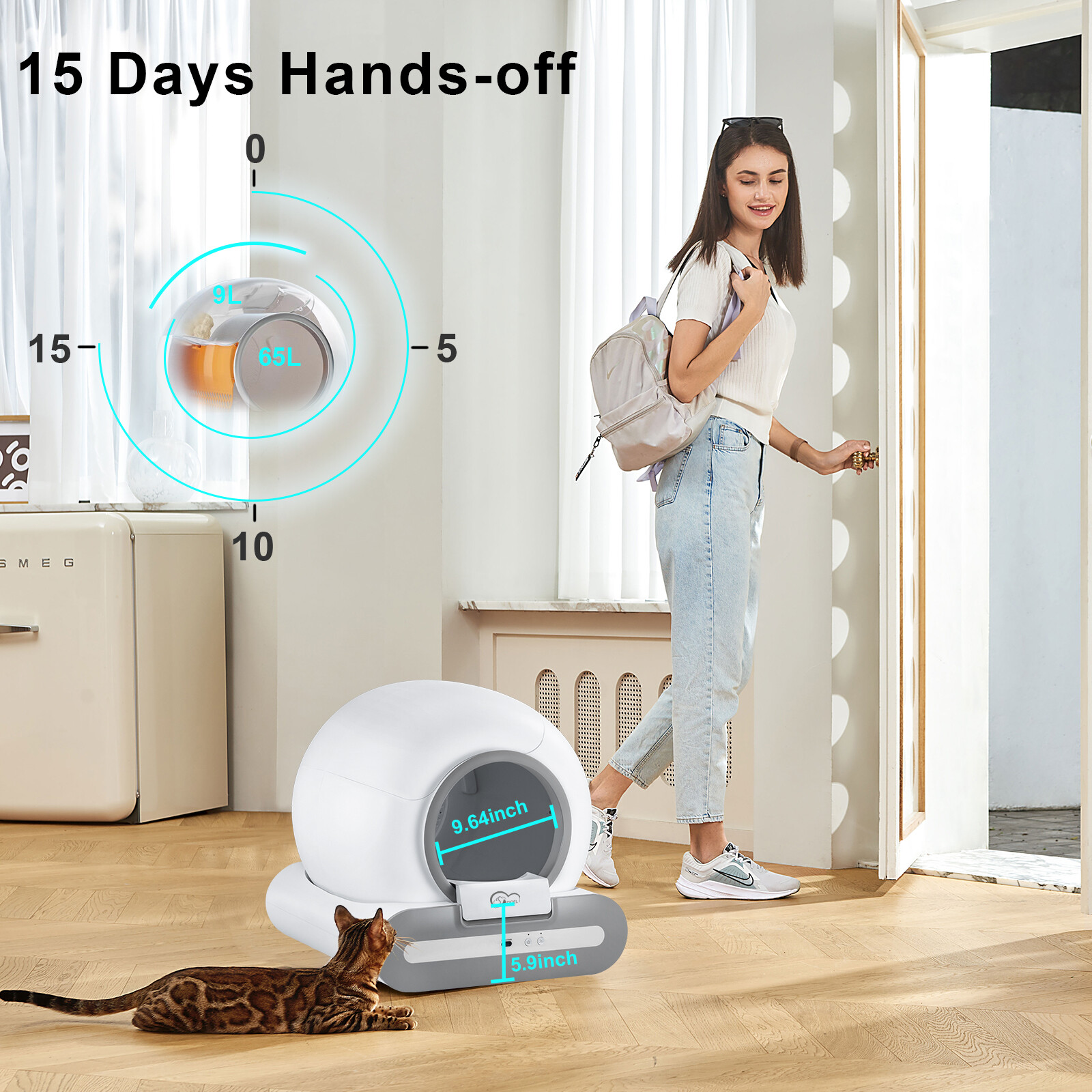 DOEL Automatic Self-Cleaning Cat Litter Box 65L APP Control with Cat ...