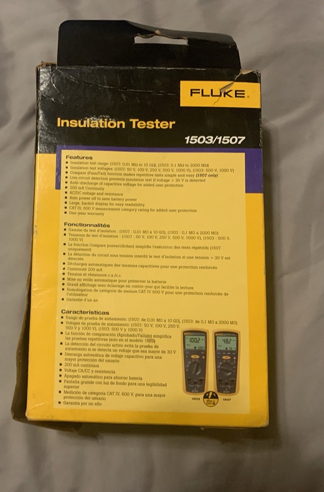 Fluke 1507 Digital Insulation Resistance Tester Megohmmeter | eBay