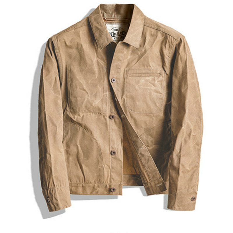 Mens Oil Wax Canvas Jacket Work Wear Wear-resistant Combat Japanese ...