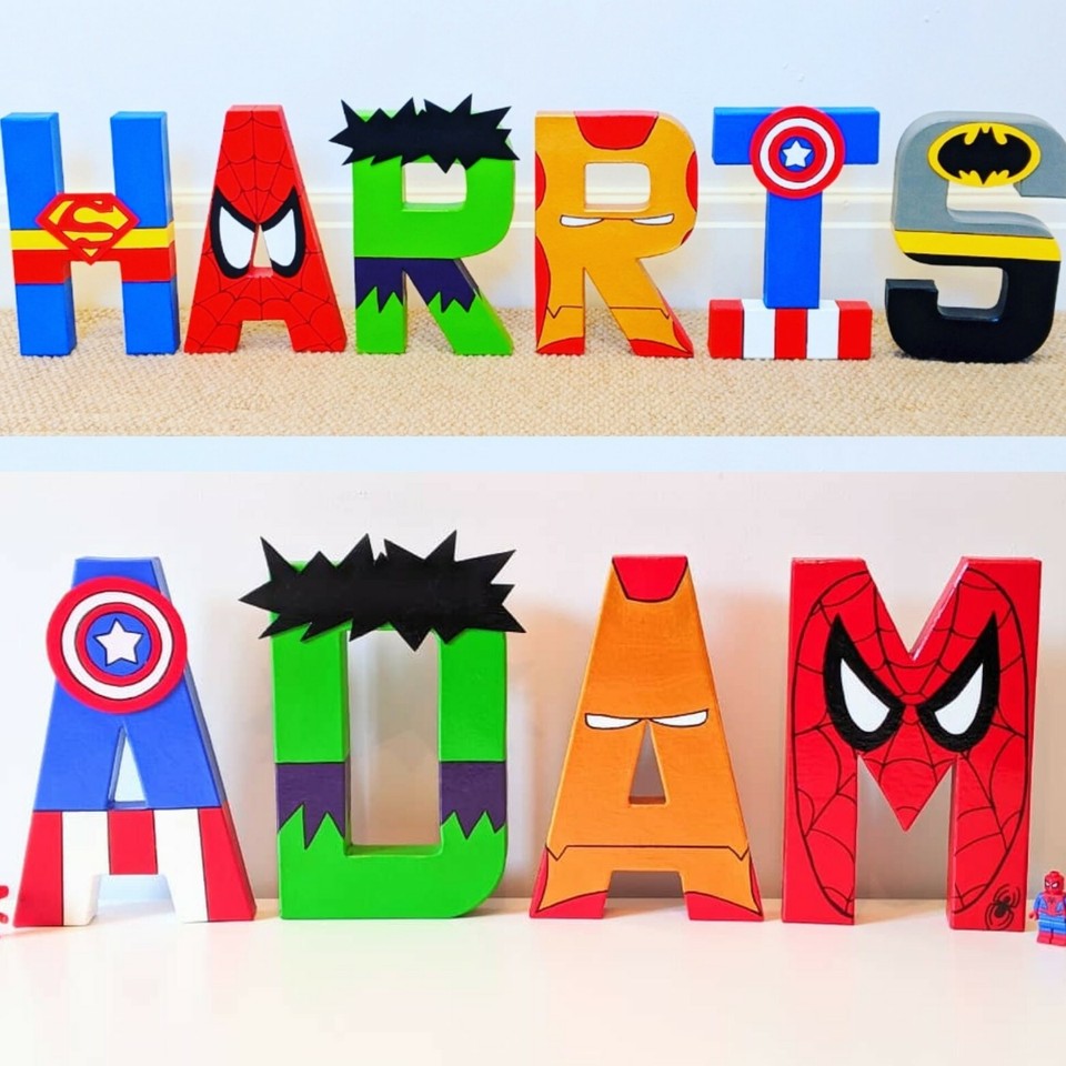 Childrens personalised letters Marvel name. Avengers superhero boys ...