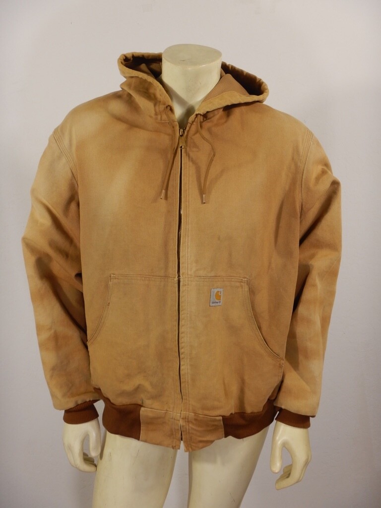 CARHARTT Brown Hooded Duck Canvas Jacket FADED STAINS… - Gem