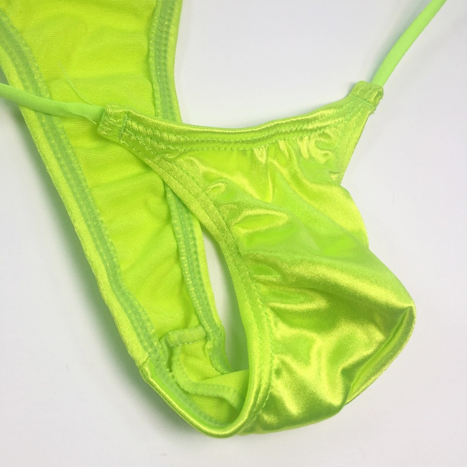 K205Y K205 Mens Micro Bikini String waist shiny satin knit nylon ...