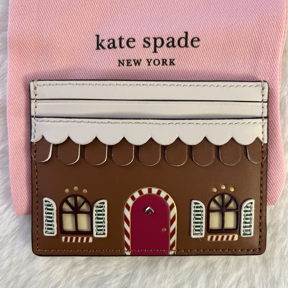 NWT Kate Spade Gingerbread House Small Slim Card Holder + Keychain Set ...