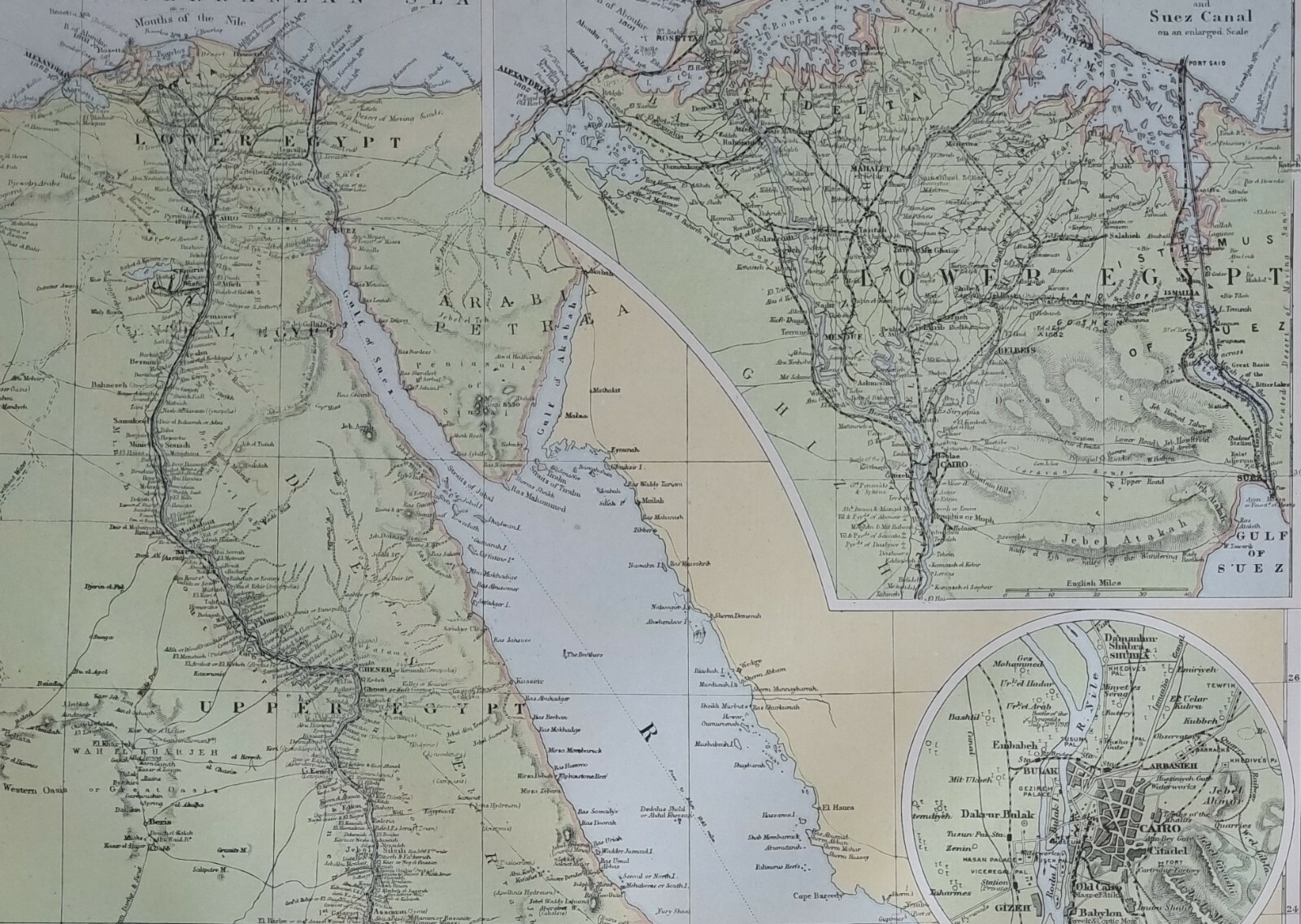 1907 MAP EGYPT NILE DELTA CAIRO ARABIA SUEZ CANAL NUBIA ABYSSINIA | eBay