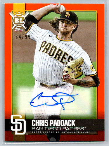 Chris Paddack 2020 Topps Big League Autographs Orange AU, SN99 #BLA-CP ...