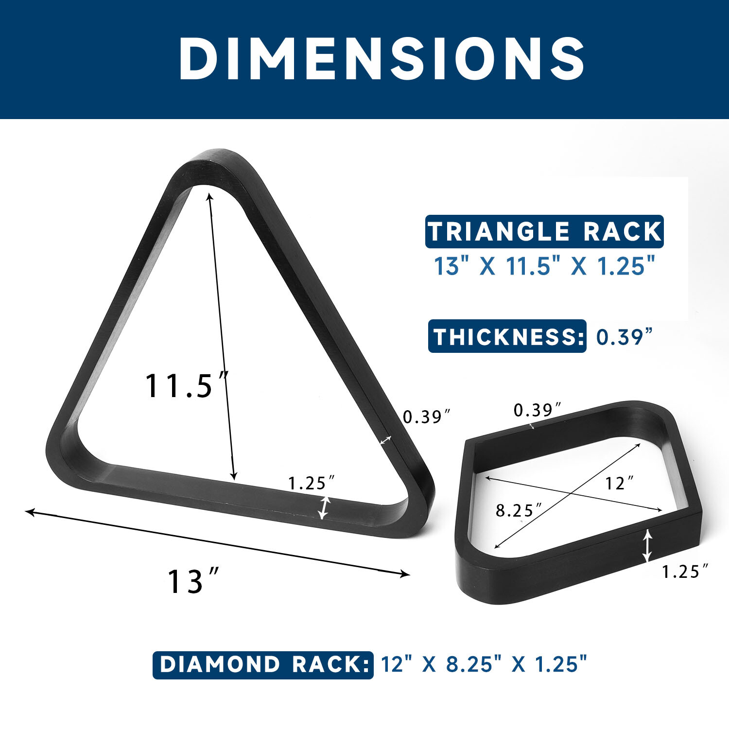 Black Solid Wood Billiard Table 8-Ball Triangle/9-Ball Diamond Pool ...