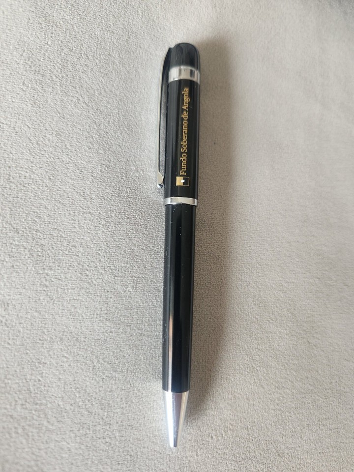 Luxury Black Pen & Velvet Cover - Fundo Soberano de Angola - Blue Ink ...