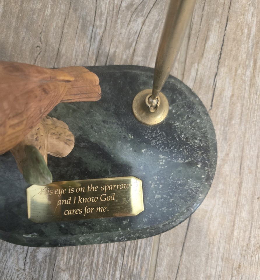 Vintage Marble Desk Sparrow Bird Pen Holder "Eye on the Sparrow" | eBay