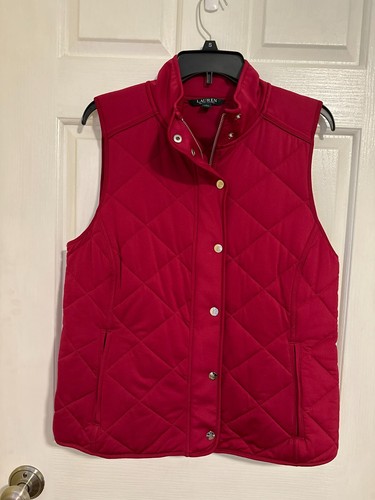 Ralph Lauren Raspberry Quilted High Neck Vest Large | eBay