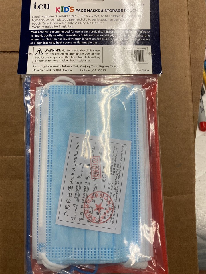 LOT Of 40 Masks ICU Health Kids Face Masks-4 Pouches Zebra Monkey Llama ...