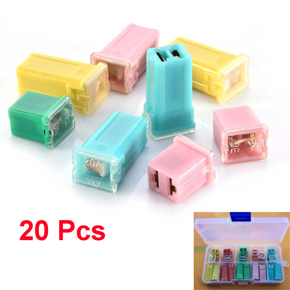 Fuses Pack Kit 20A 30A 40A 50A 60A AMP 20Pcs Car Square Assortment Fuse ...
