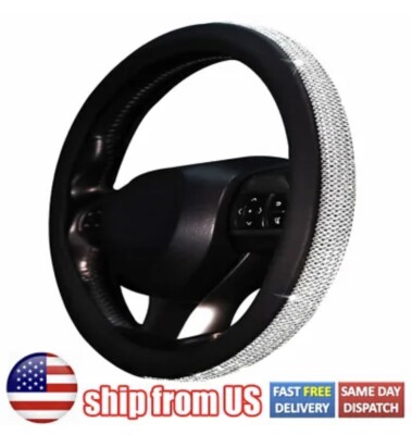 15'' Universal Diamante Car Steering Wheel Cover Diamond Sparkle Bling ...