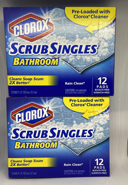 Clorox Scrub Singles Rain Clean Bathroom Cleaner 3 Boxes Pads 12 Count ...