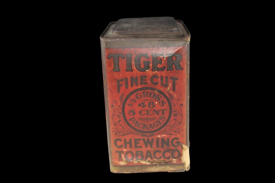 Antique Bright Tiger Fine Cut Chewing Tobacco Store Counter Tin ...