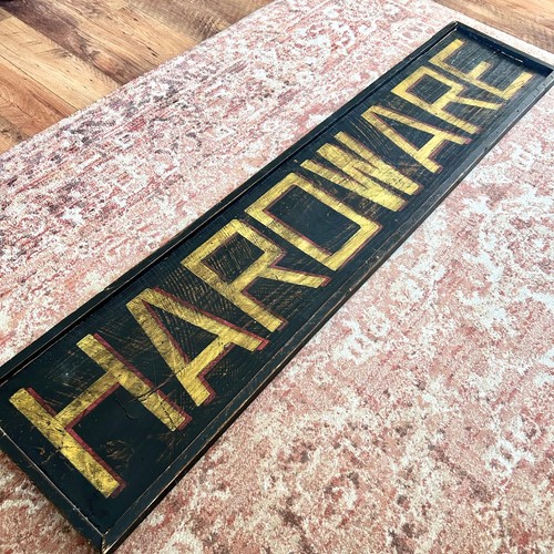 HUGE Wood Vintage Antique "Hardware" Store Sign Advertising Age Unknown ...