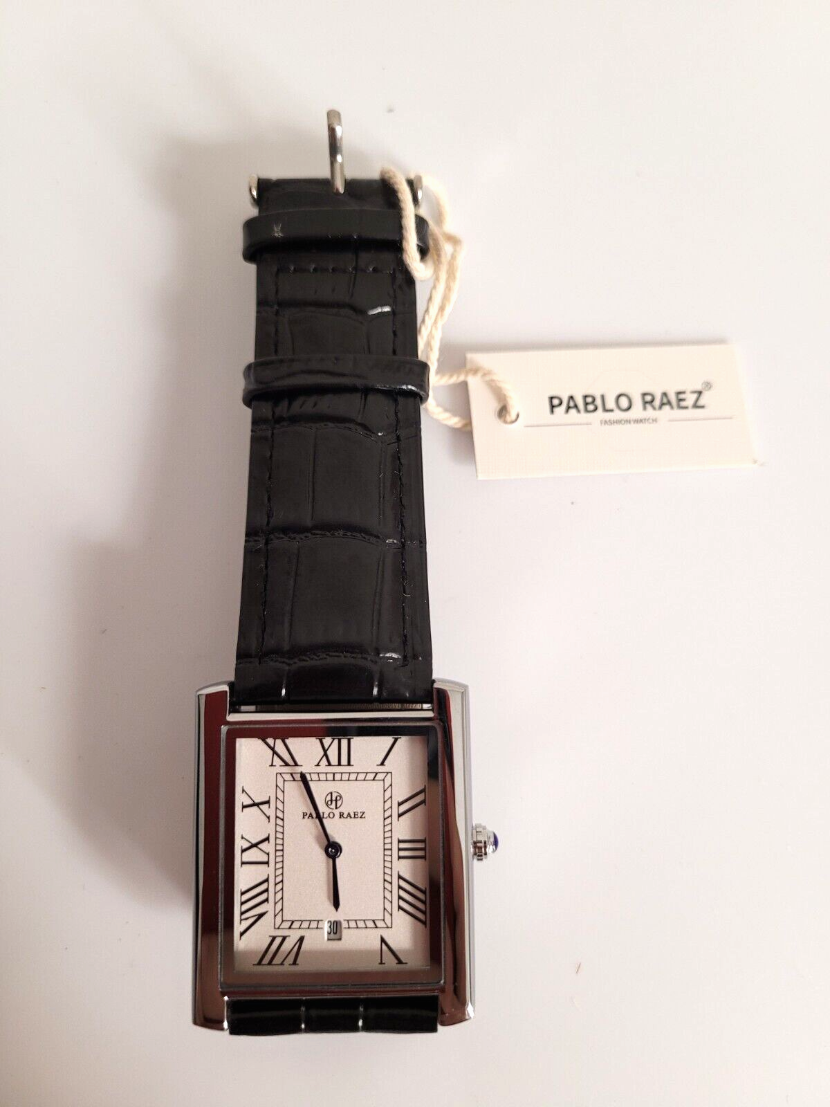 NEW IN BOX! - Pablo Raez 40mm Black Leather Men's Tank Watch | eBay
