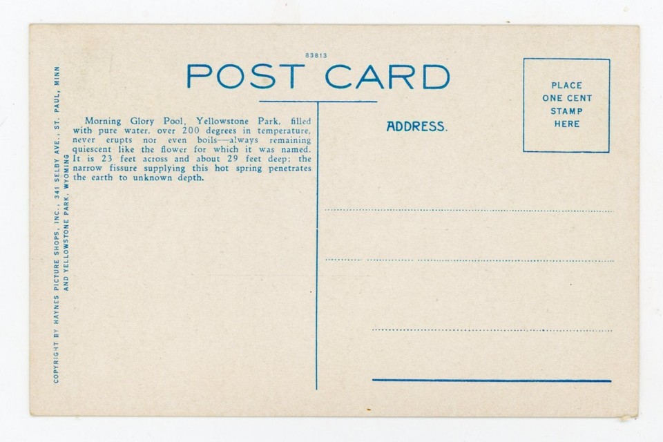 Vintage Postcard Yellowstone Morning Glory Pool Hot Springs Unposted | eBay