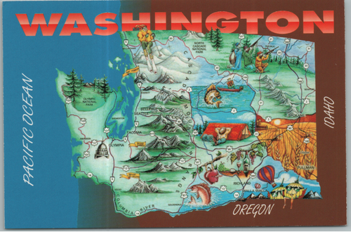 Vintage Postcard Washington Evergreen State Map | eBay