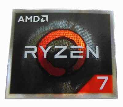 x3 AMD Ryzen 7 Sticker Red-Silver Label Badge Decal Computer Laptop PC ...