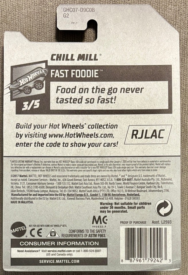 Hot Wheels 2020 Fast Foodie Series #3/5 Chill Mill #GHC07 1:64 Scale ...
