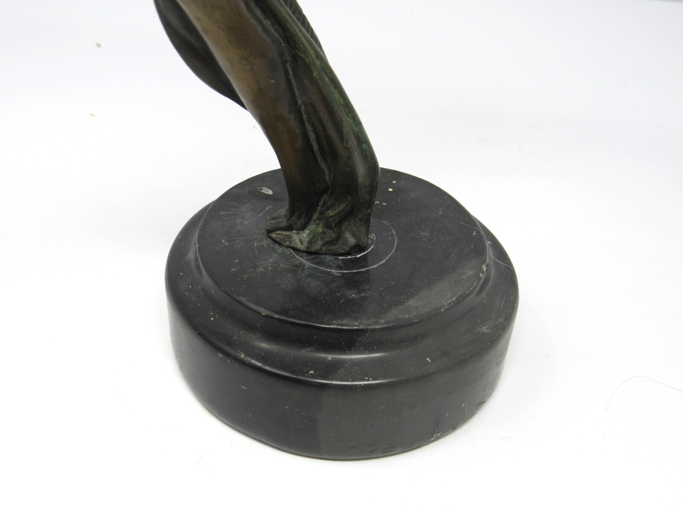 Art Deco Nude Nymph Young Lady Statue Nuart ? Metal Marble Base ...