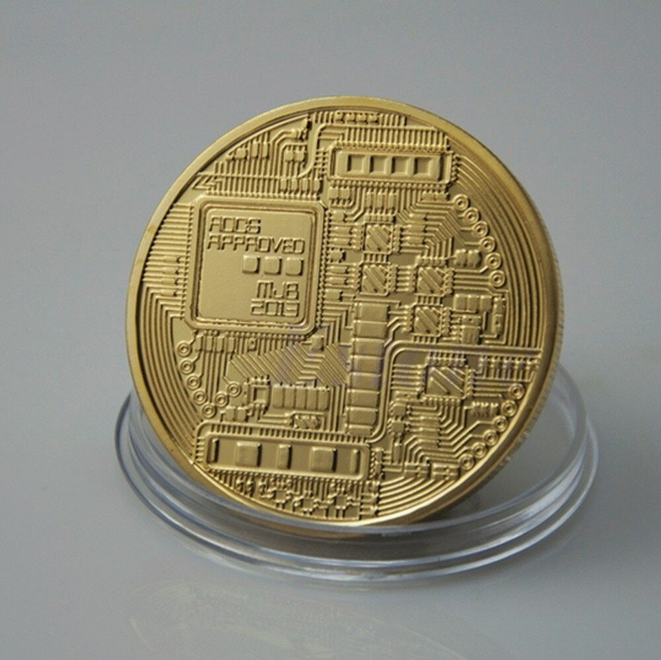 24K Gold Bitcoin Cryptocurrency Coin Collectible Bitcoin Plaque ...